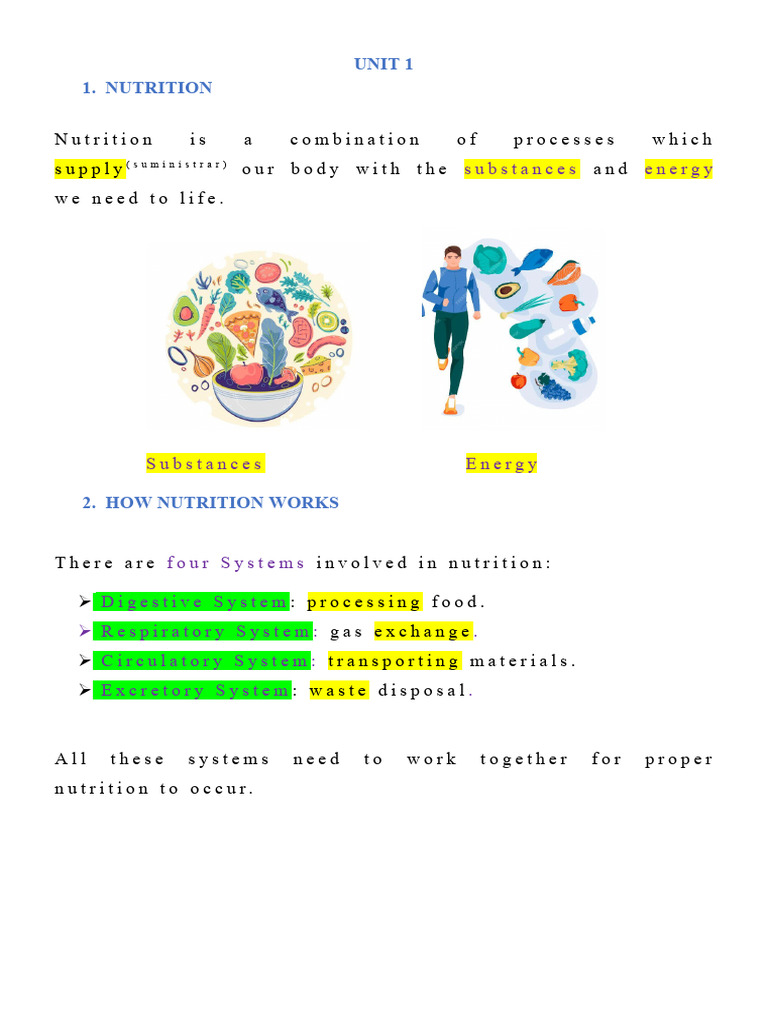 Unit 1 Nutrition | PDF