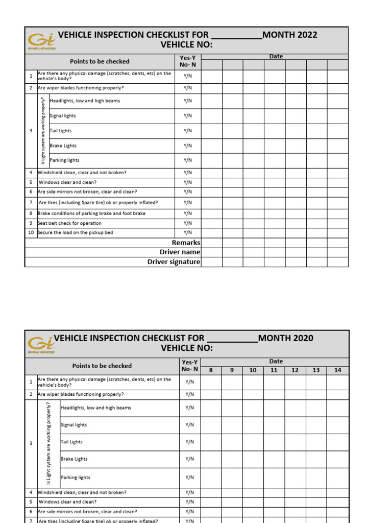 Vehicle Checklist | PDF | Headlamp | Road Transport