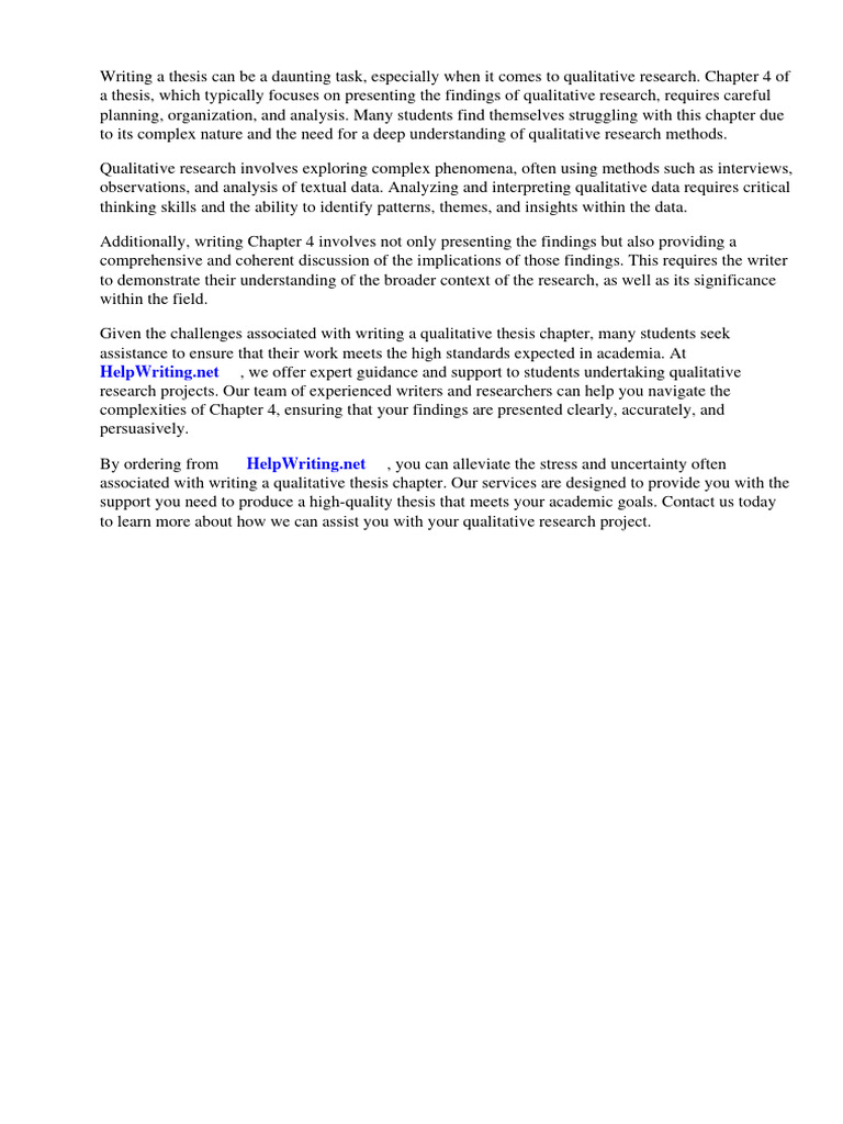 Sample Thesis Chapter 4 Qualitative | PDF | Qualitative Research | Thesis