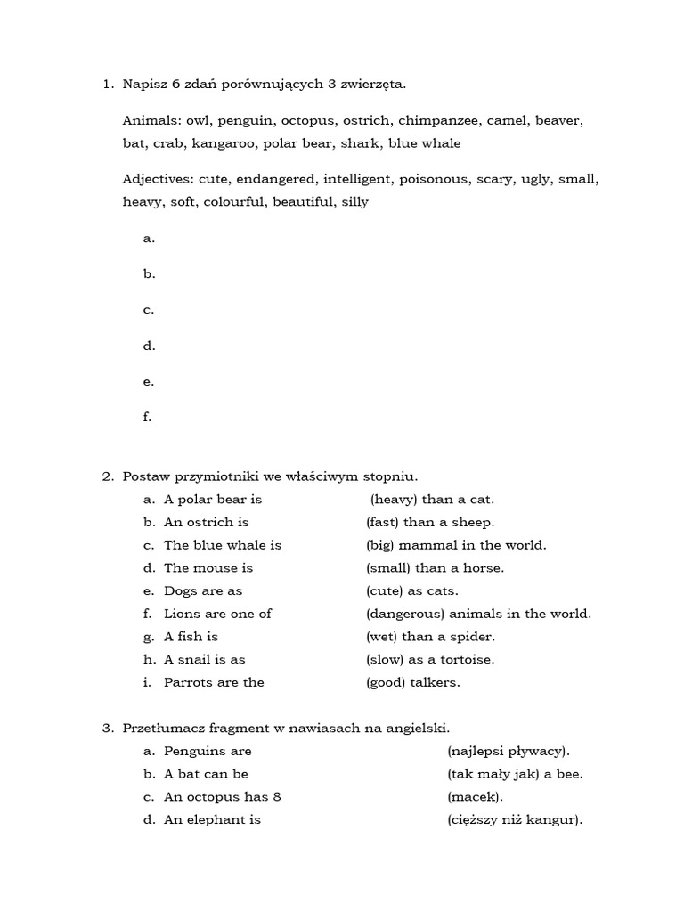 Unit4 Test | PDF | Domesticated Animals | Mammals
