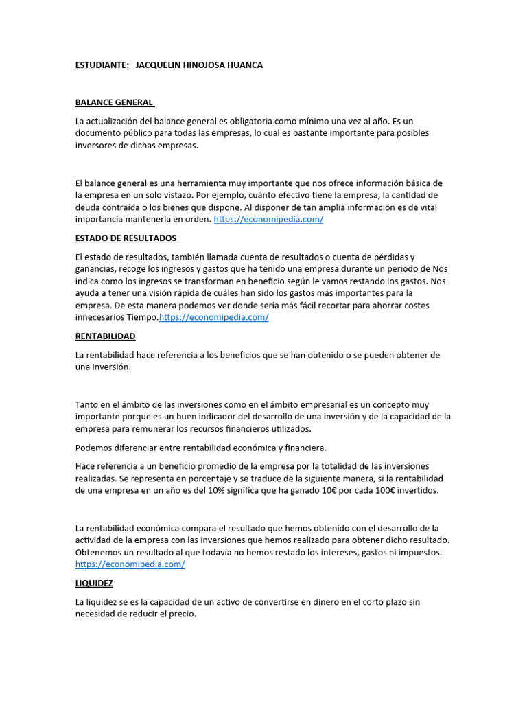 Balance General Finanzas | PDF