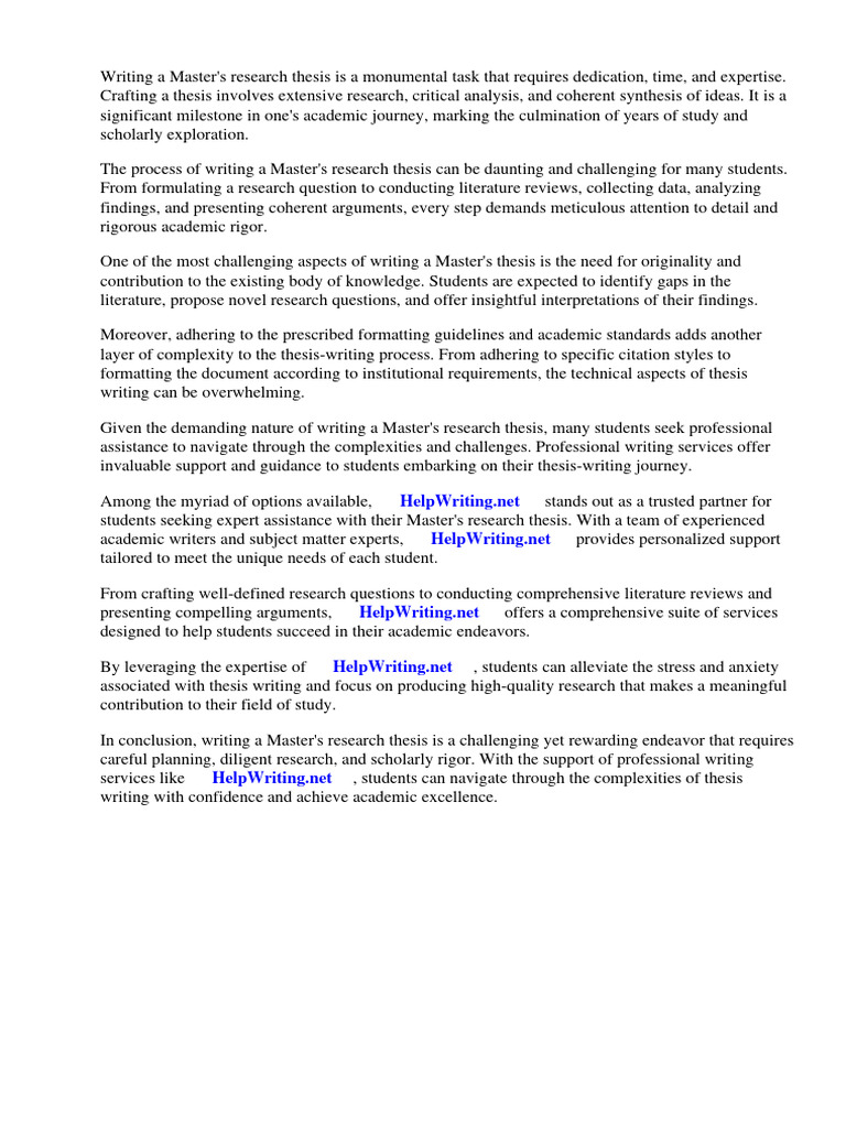 How To Write A Masters Research Thesis | PDF | Thesis