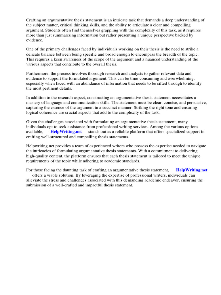Formulating An Argumentative Thesis Statement | PDF