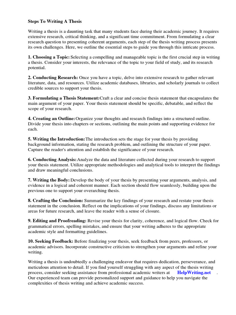 Steps To Writing A Thesis | PDF | Thesis | Essays