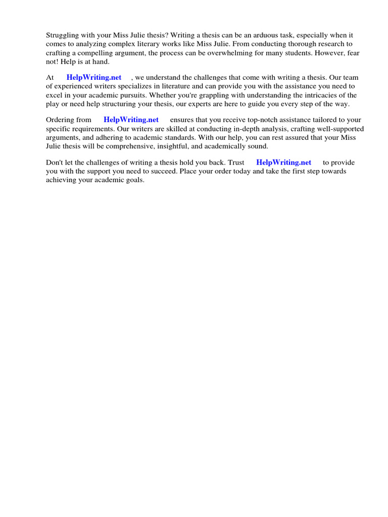 Miss Julie Thesis | PDF