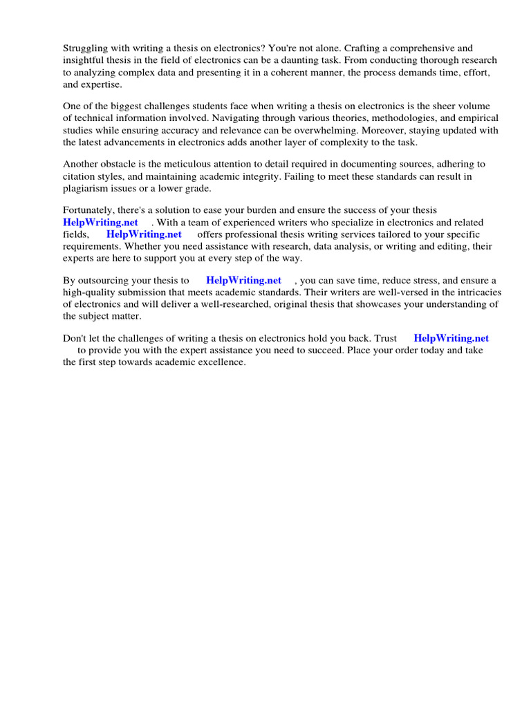 Electronics Thesis Example | PDF