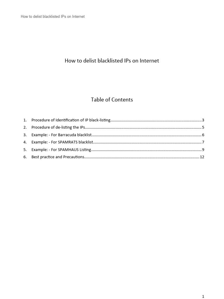 Delist Blacklisted IPs Guide | PDF | Ip Address | Internet Architecture