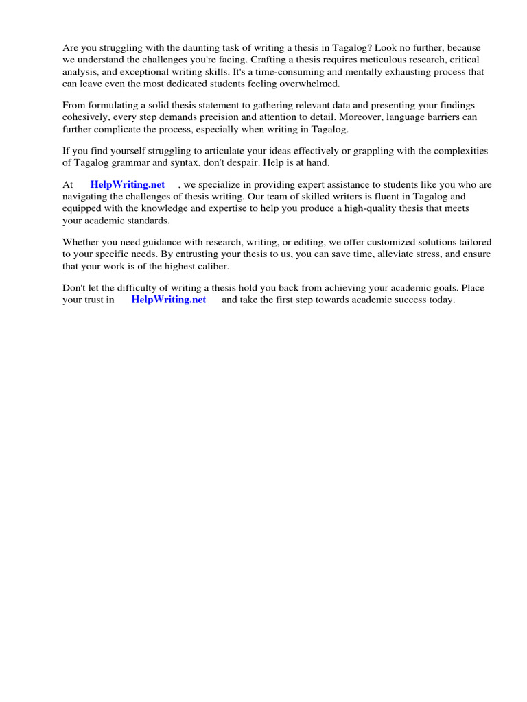 Thesis Tagalog Definition | PDF