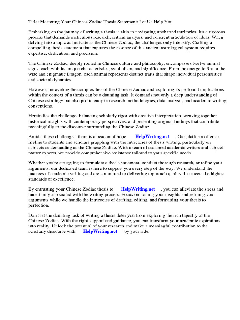 Chinese Zodiac Thesis Statement | PDF | Social Science | Philosophy