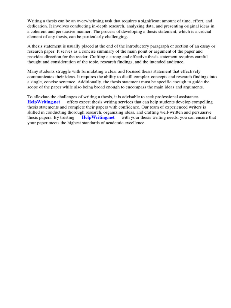Thesis Statement Placement Guide | PDF | Thesis | Essays