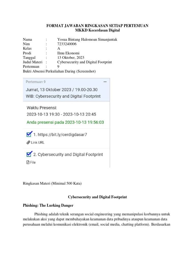 Format Jawaban Ringkasan Setiap Pertemuan 9 | PDF | Ilmu Sosial