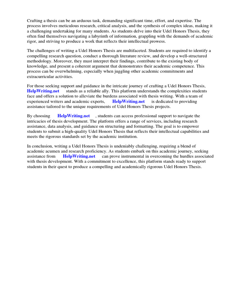 Udel Honors Thesis | PDF