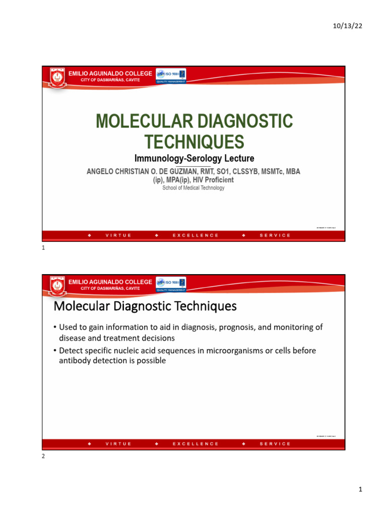 013 - Molecular Diagnostic Techniques | PDF | Dna Sequencing ...
