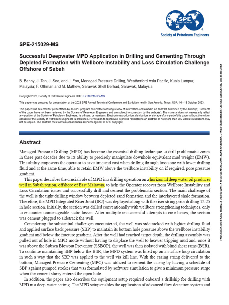 Spe-215029-Ms - Successful Deepwater MPD Application in Drilling and ...