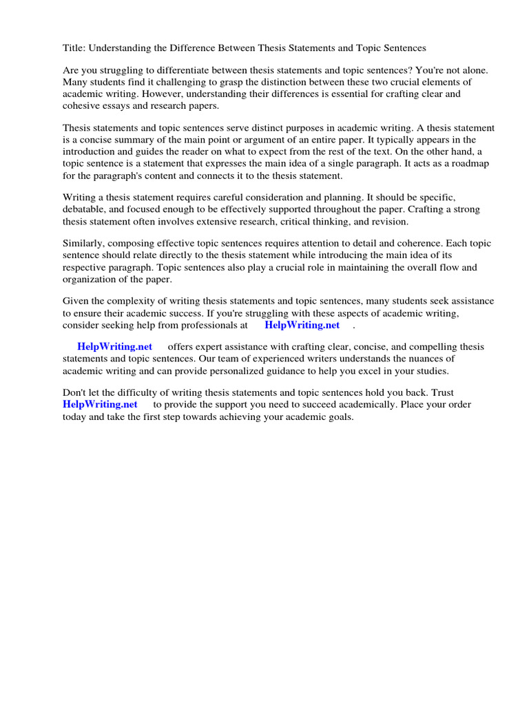 How Are Thesis Statements and Topic Sentences Different | PDF | Essays | Thesis