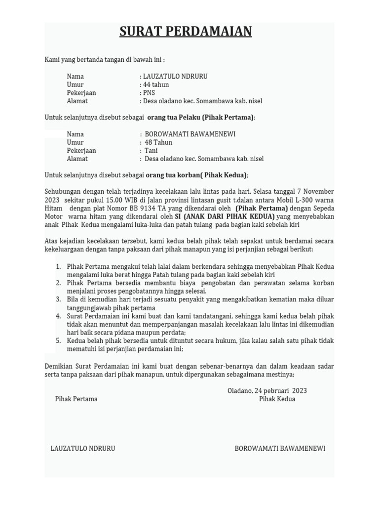 Surat Perdamaian | PDF