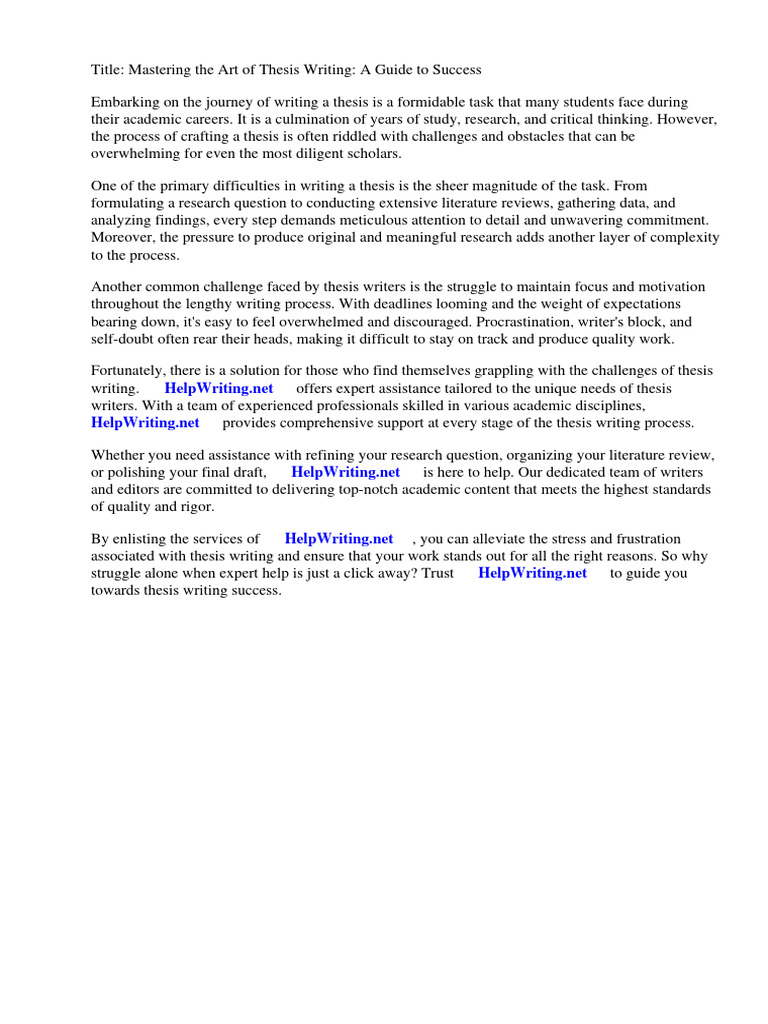 Sample Title Thesis Writing | PDF