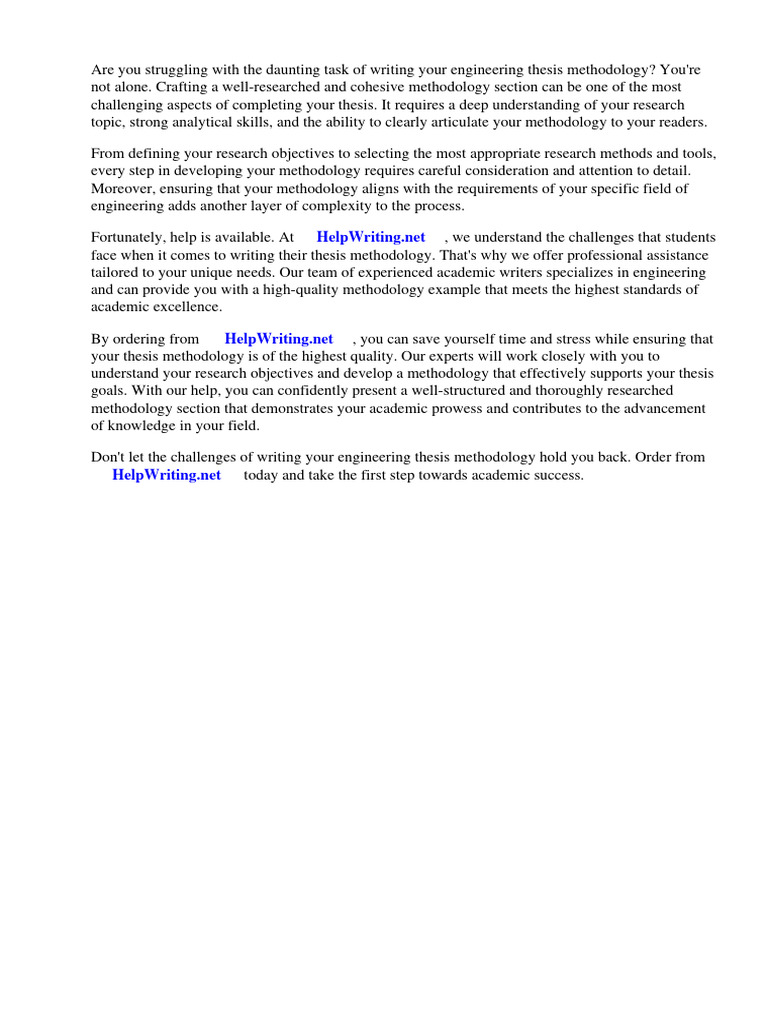 Engineering Thesis Methodology Example | PDF