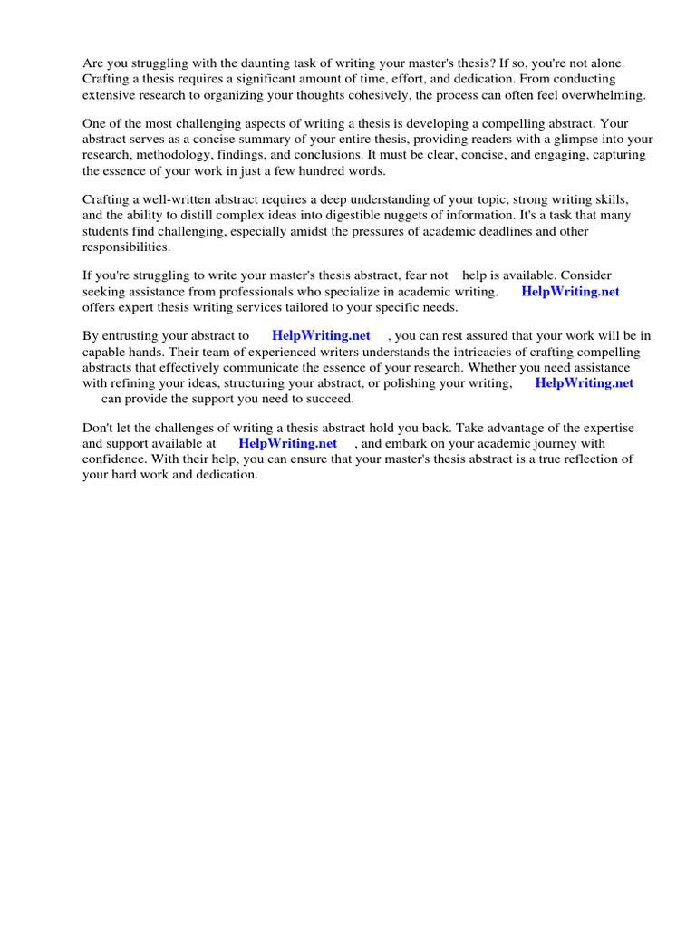 Master Thesis Abstract Example | PDF | Thesis | Essays