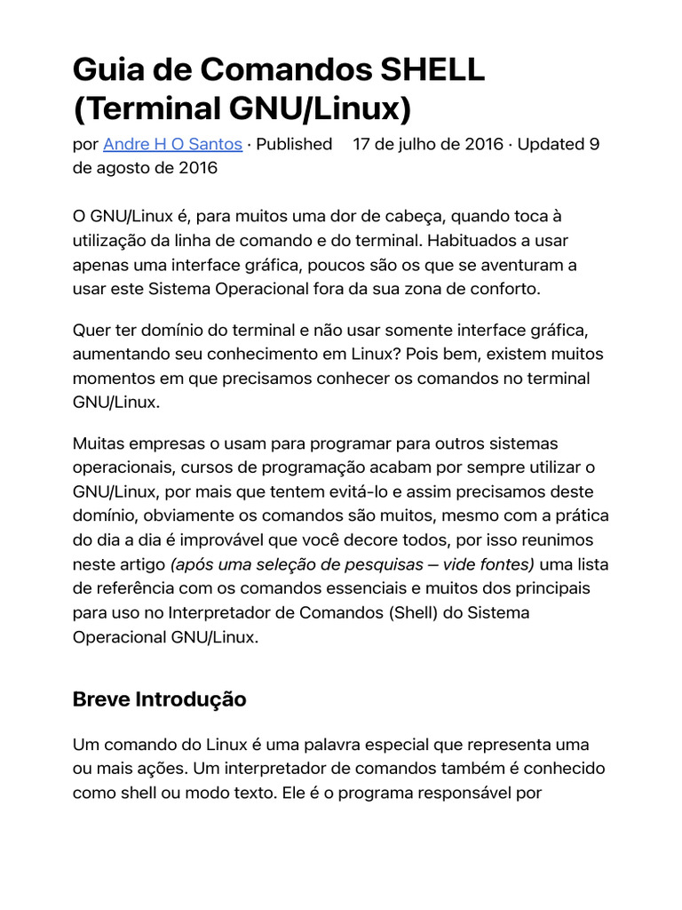 Guia de Comandos SHELL (Terminal GNU-Linux) - União Geek, Compartilhando Conhecimento | PDF ...