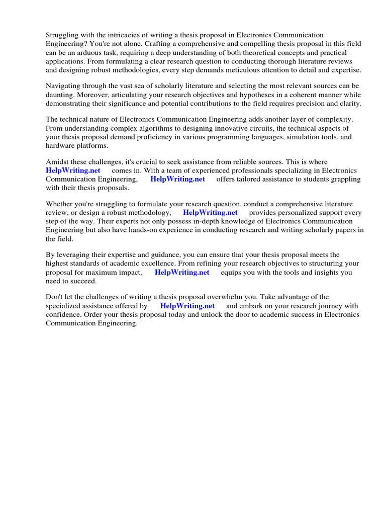 Thesis Proposal Electronics Communication Engineering | PDF | Thesis | Engineering