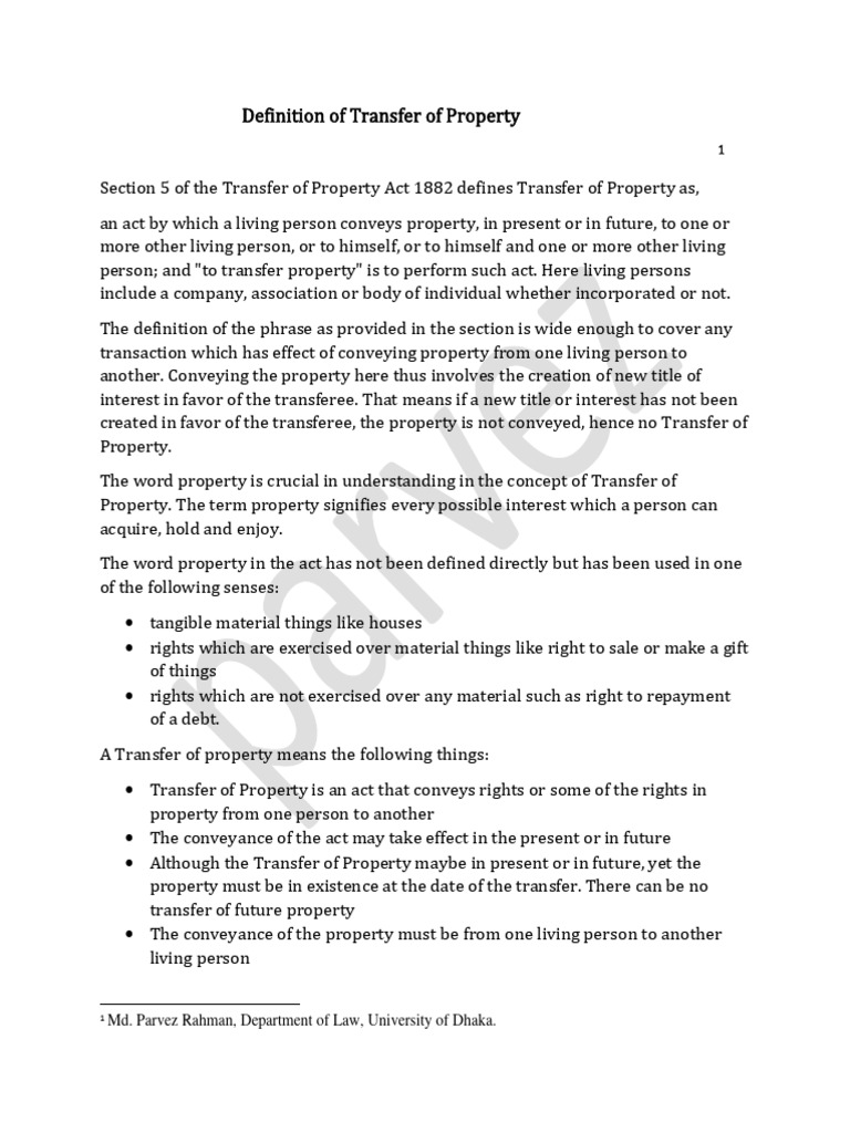 Definition of Transfer of Property | PDF