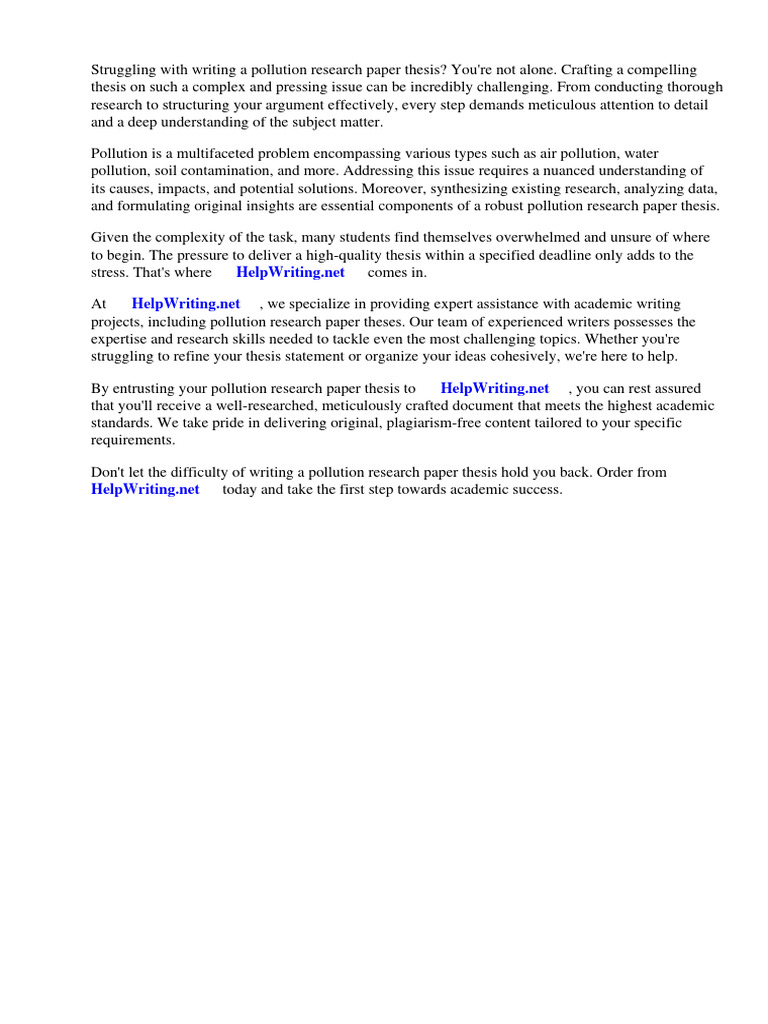 Pollution Research Paper Thesis | PDF | Air Pollution | Water