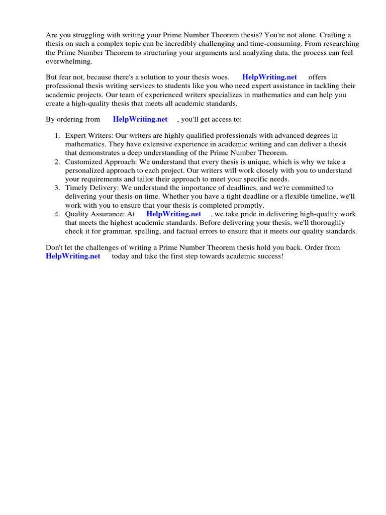 Prime Number Theorem Thesis | PDF | Prime Number | Numbers
