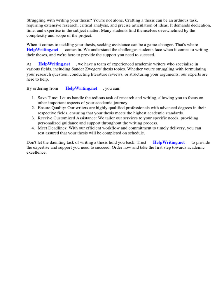 Sander Zwegers Thesis | PDF | Escherichia Coli | Medical Specialties