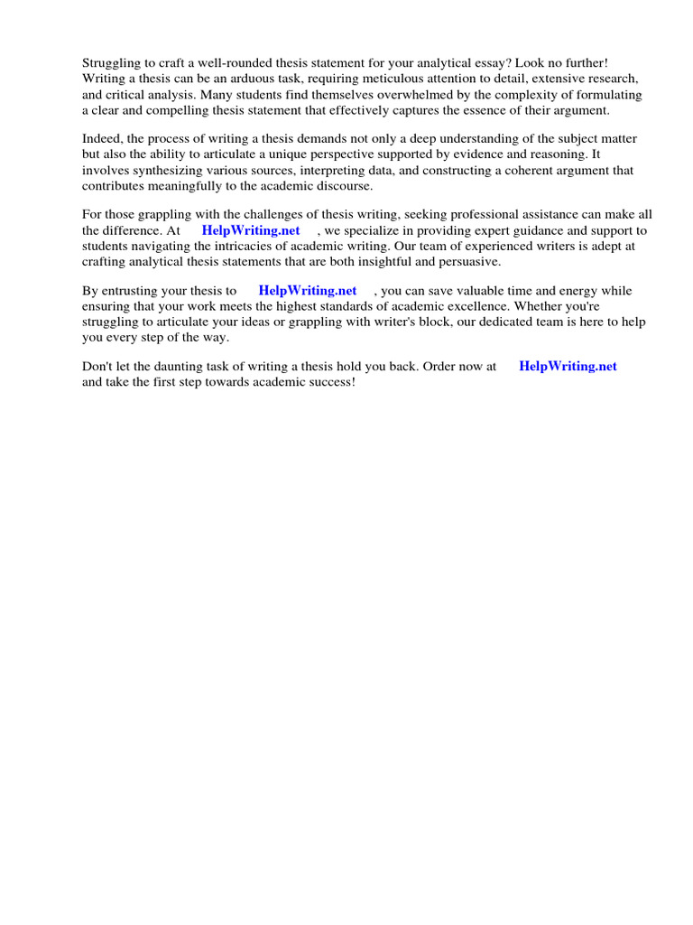 Example of An Analytical Thesis Statement | PDF | Essays | Thesis