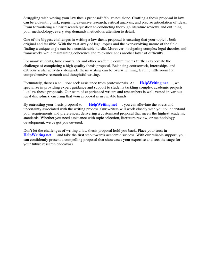 Law Thesis Proposal Example | PDF | Thesis | Doctor Of Philosophy