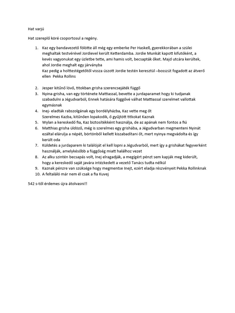 Hat Varjú | PDF