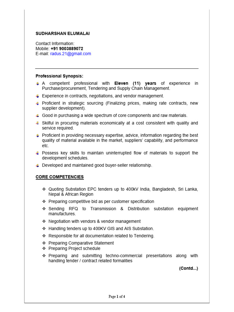 Procurement & Tendering Expert CV | PDF