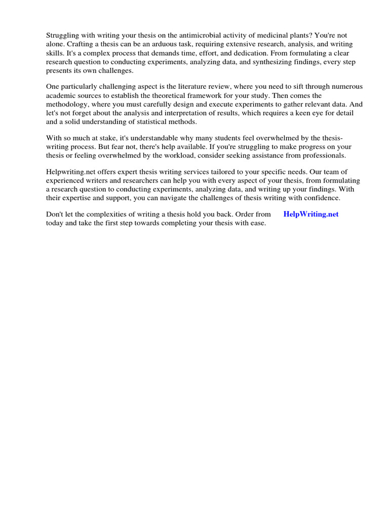 Antimicrobial Activity Of Medicinal Plants Thesis Pdf Pdf Antimicrobial Microbiology