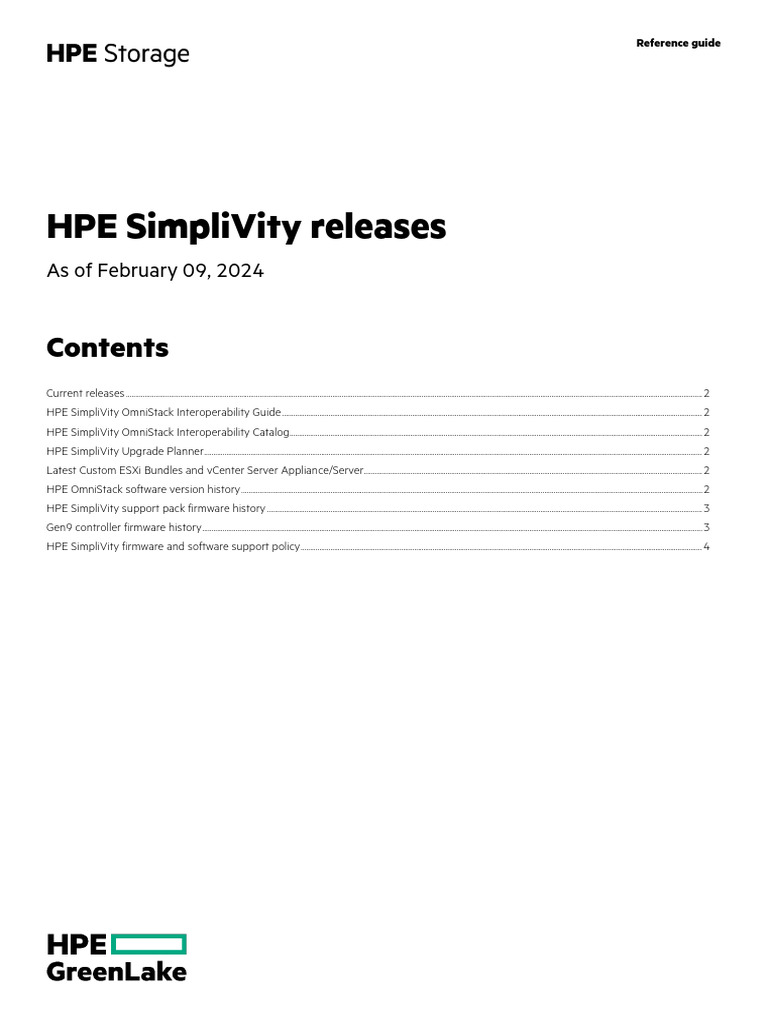 HPE SimpliVity Releases-A50005929enw | PDF