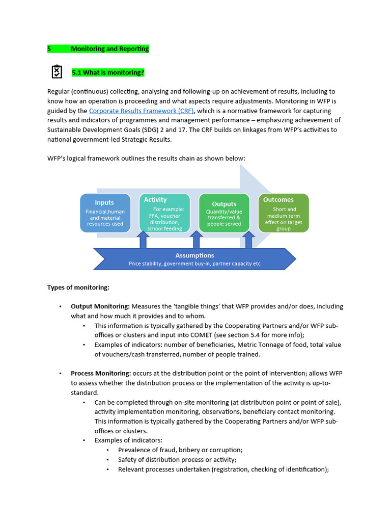 WFP Monitoring and Reporting Guidelines | PDF | Risk | World Food Programme