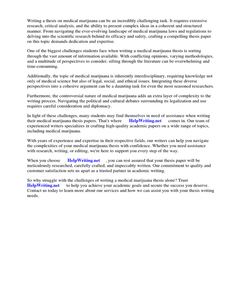 Medical Marijuana Thesis Papers | PDF | Cannabis (Drug) | Medical Cannabis