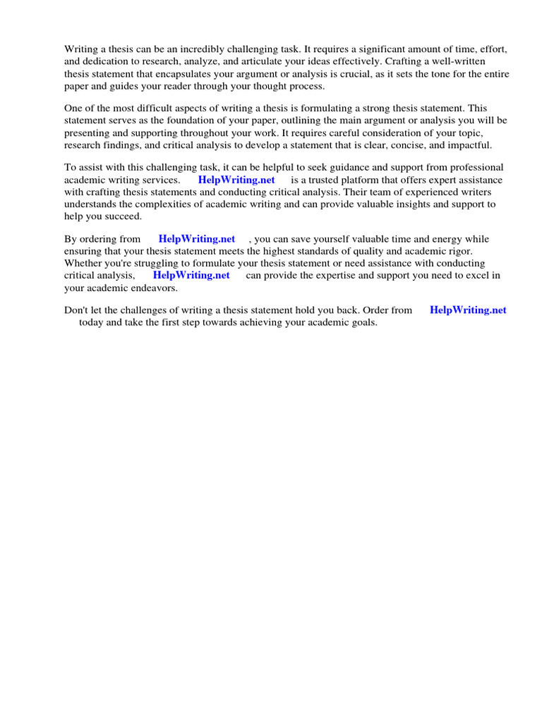 Thesis Statement Examples Critical Analysis | PDF | Essays | Critical ...