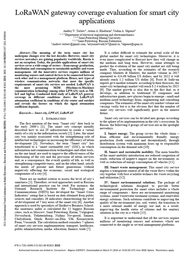 LoRaWAN Coverage for Smart Cities | PDF | Internet Of Things | Waste