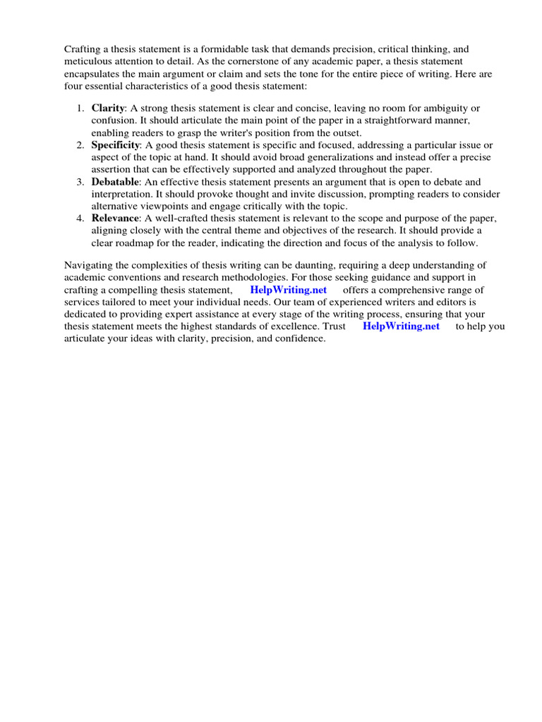 Four Characteristics of A Good Thesis Statement | PDF | Essays | Thesis