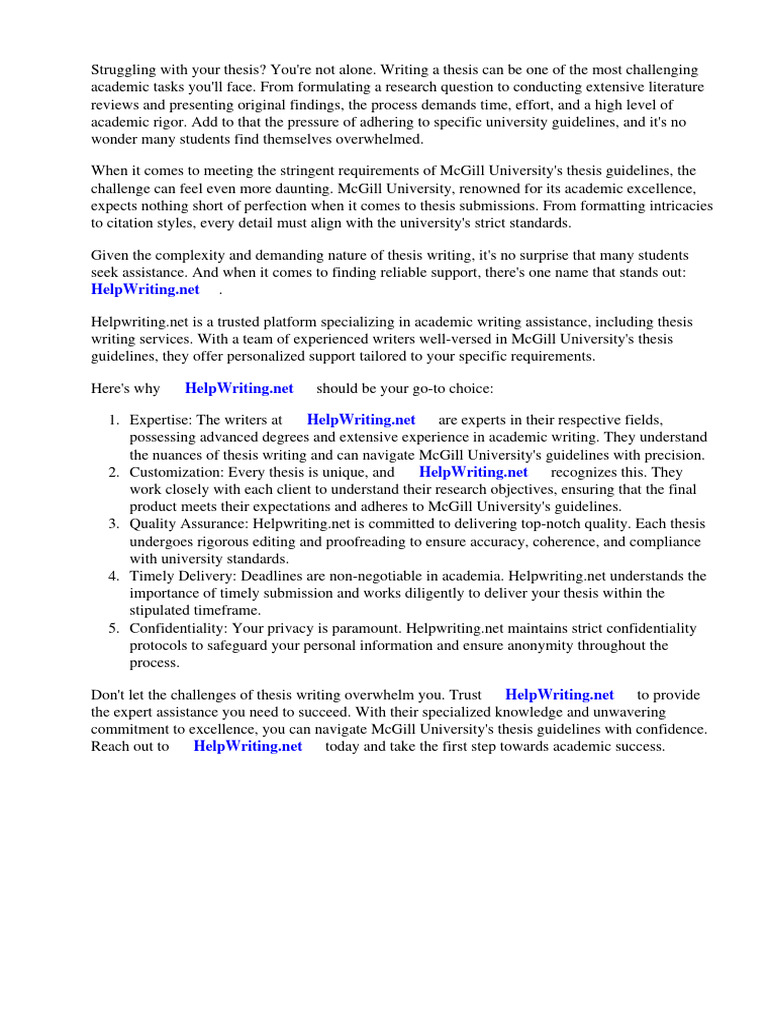 Expert Thesis Help for McGill Students | PDF | Thesis