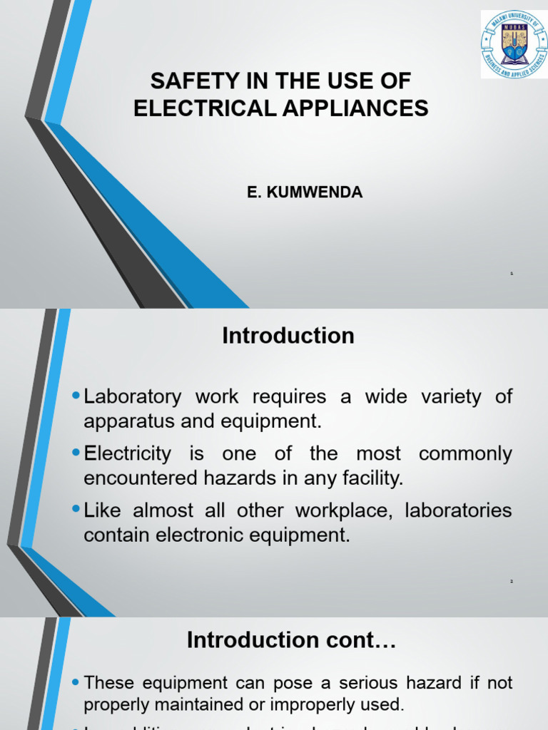 Safety in The Use of Electrical Appliances | PDF
