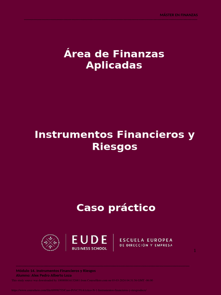 Caso PR Ctico N 1 Instrumentos Financieros y Riesgos | Descargar gratis PDF | Tipo de cambio ...