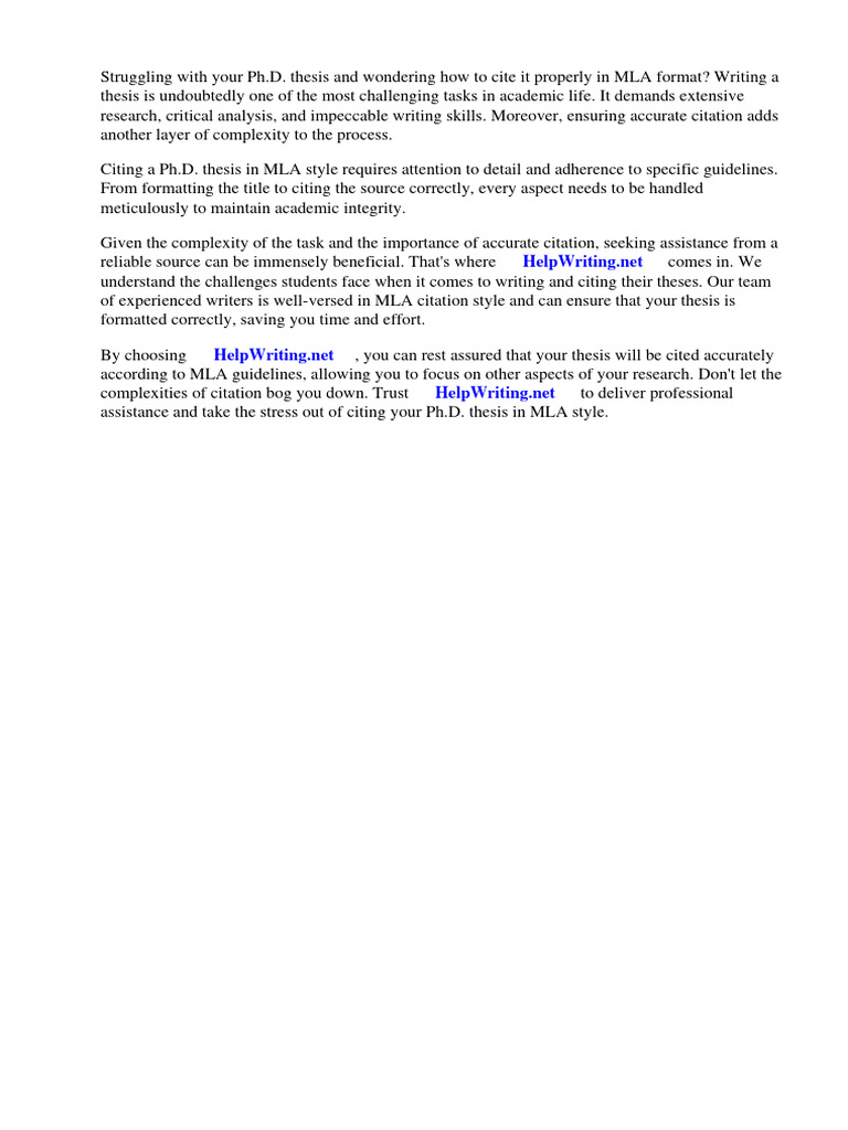 How To Cite PHD Thesis Mla | PDF