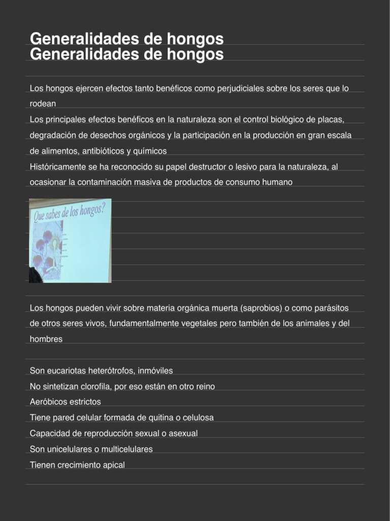 Generalidades de Hongos | PDF | Hongo | Biología