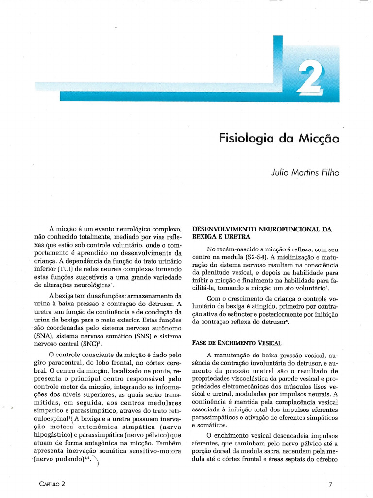 Fisiologia da Micção - Aplicações Clínicas Urodinâmica | PDF