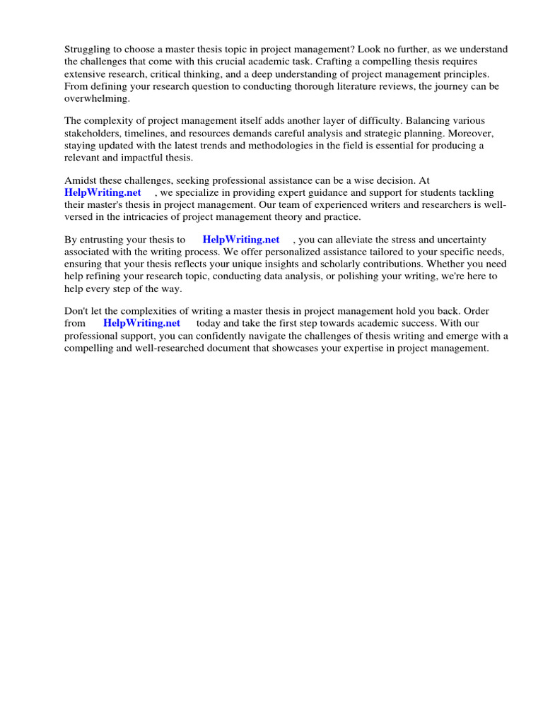 Master Thesis Topics in Project Management | PDF | Project Management | Thesis