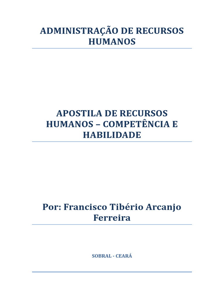 Apostila de Recursos Humanos - Competência | PDF | Competência (Recursos Humanos) | Gestão de ...
