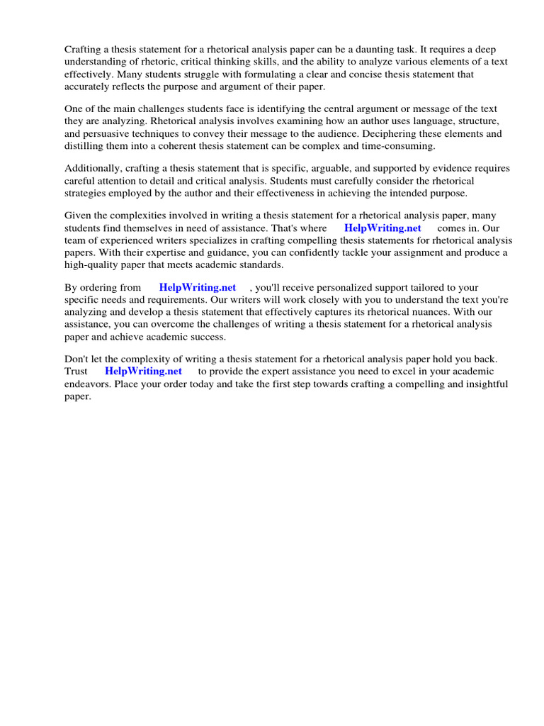 How To Write A Thesis Statement For A Rhetorical Analysis Paper | PDF ...