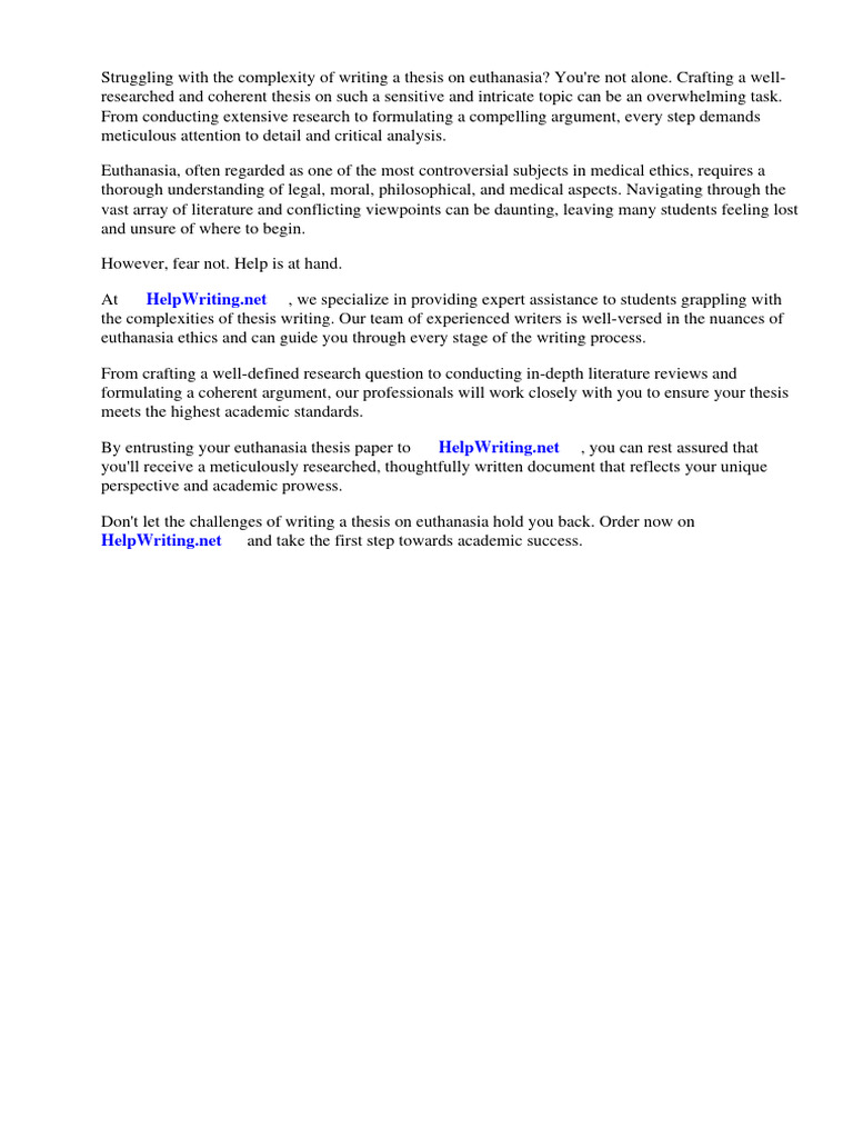 Euthanasia Thesis Paper | PDF | Social Science | Self-Improvement